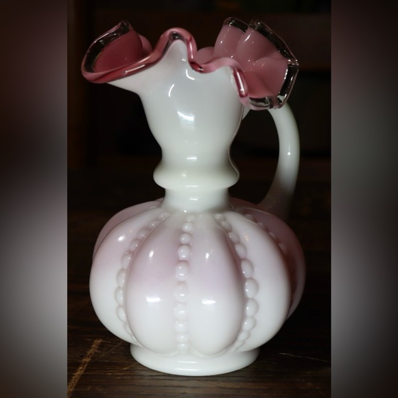 Fenton | Dining | Vintage Fenton Silver Crest Melon Pitcher White Milk ...